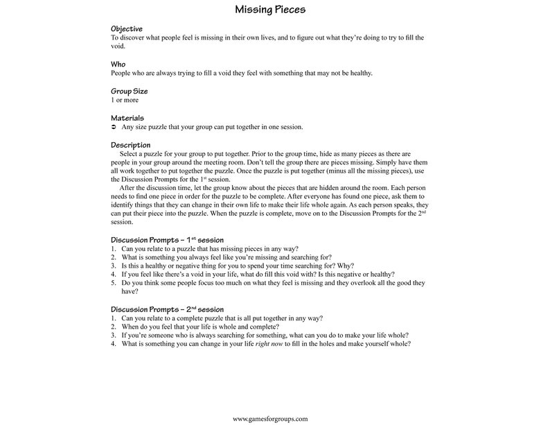 Therapy Game Downloads for Use With a Puzzle, Therapy Games, Recreation ...