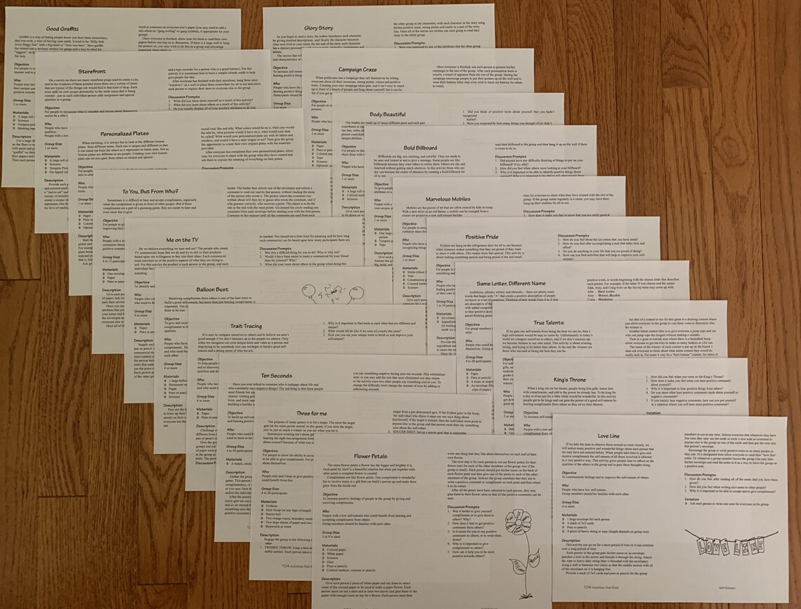 20 Printable Self-esteem Games and Activities for Group Therapy ...