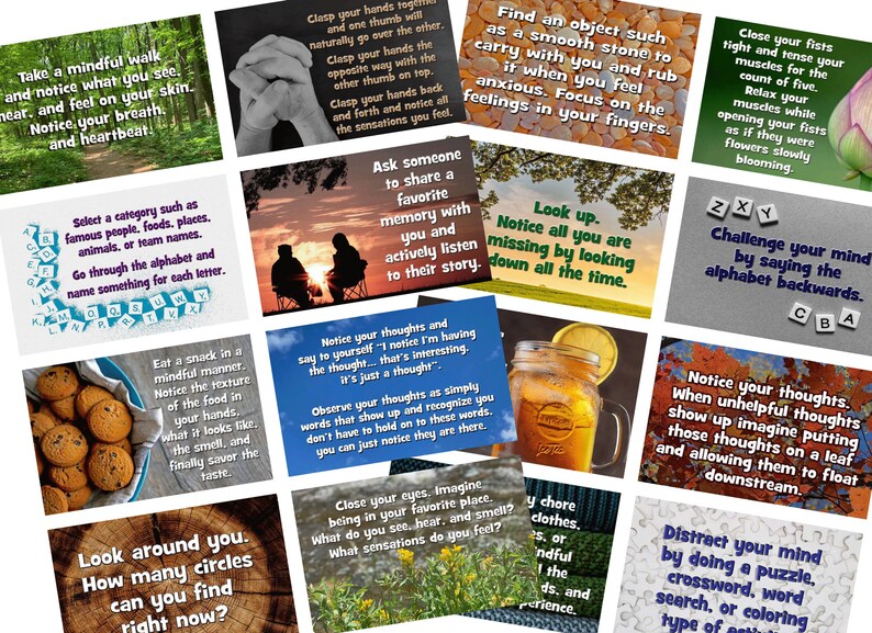 Grounding Cards, Grounding Methods, Mindfulness Cards, Anxiety Coping ...