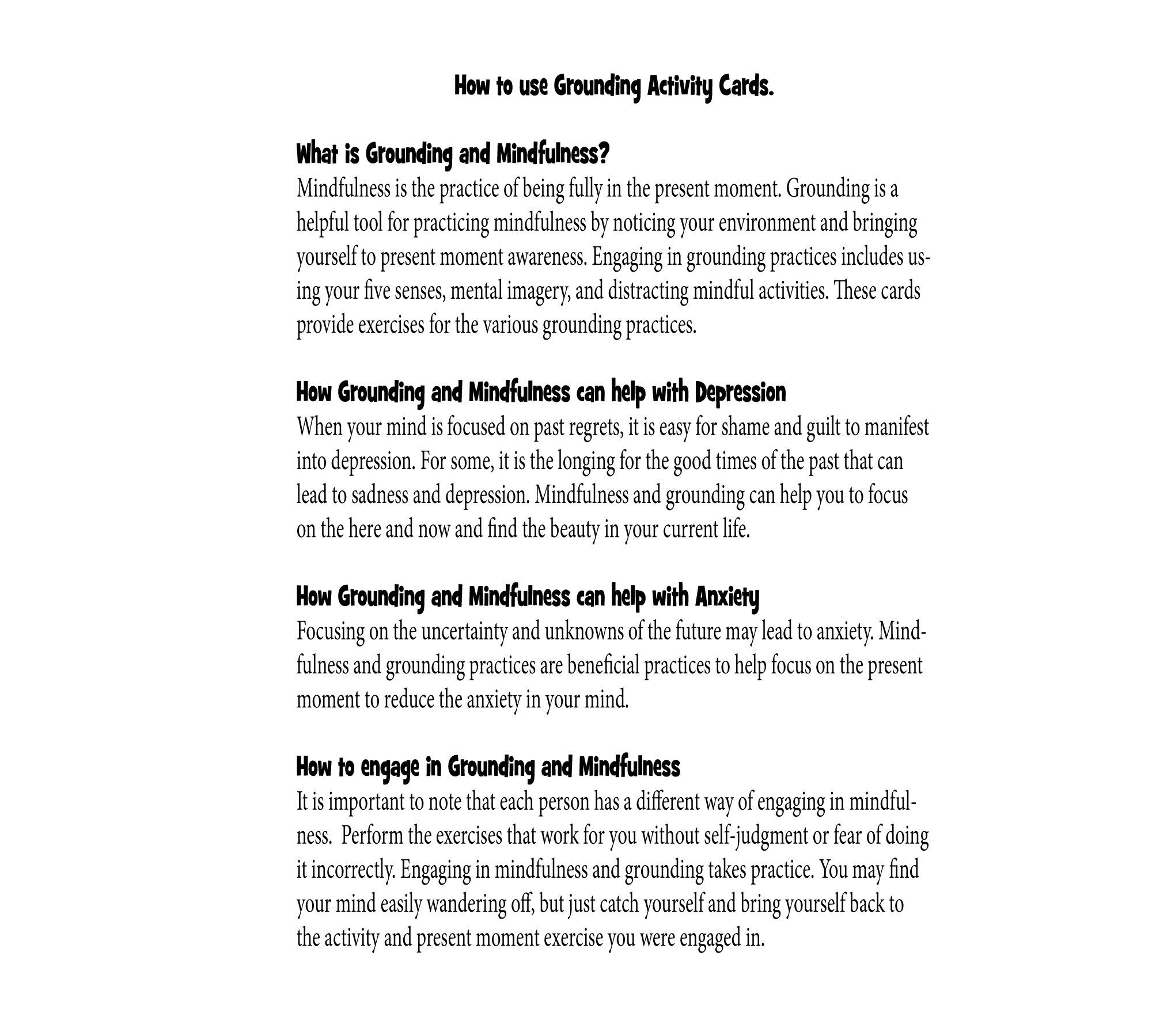 Grounding Cards, Grounding Methods, Mindfulness Cards, Anxiety Coping ...