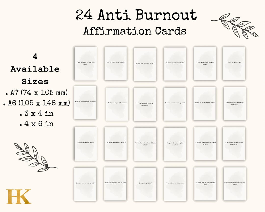 24 Printable Minimalist Anti-burnout/ Anti-hustle Affirmation Quotes ...
