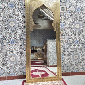 Large Moroccan Wall Mirror With Gold Brass - Etsy