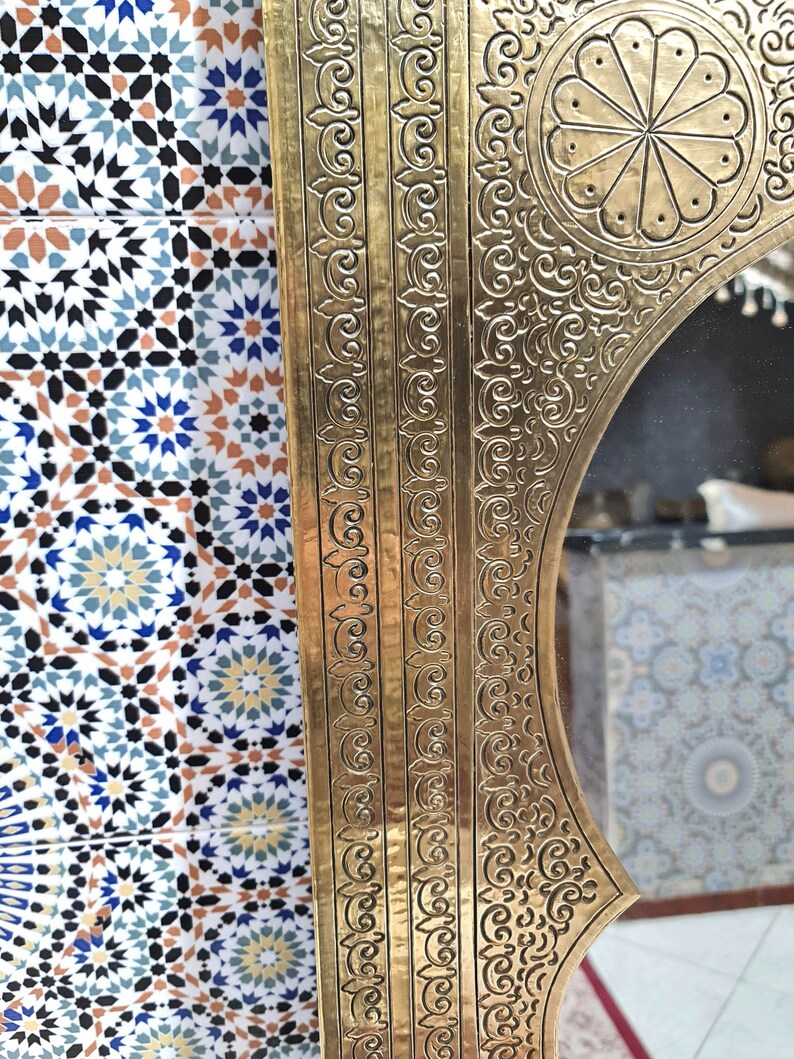 Large Moroccan Wall Mirror With Gold Brass - Etsy
