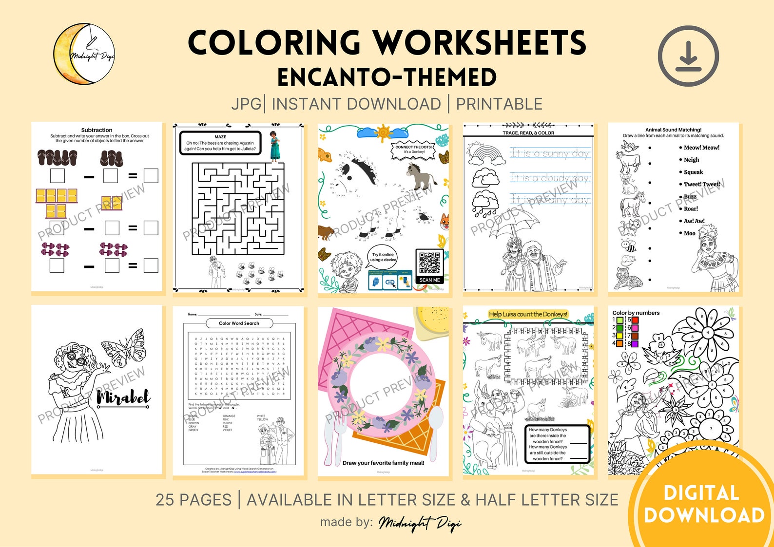 Printable Coloring Worksheets Encanto-themed NEW Designs 25 Pages ...