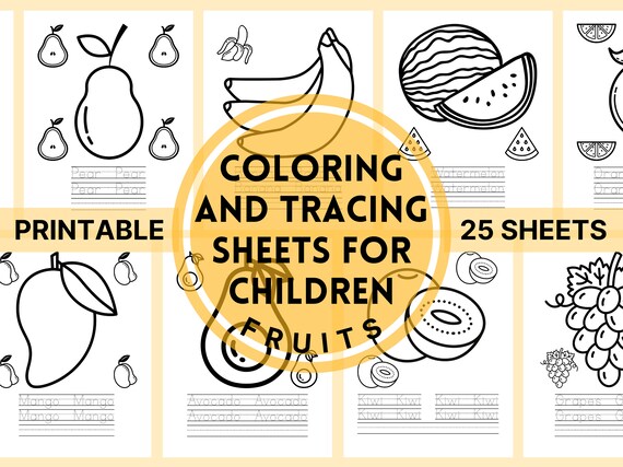 Printable Coloring and Tracing Sheets for Preschoolers & - Etsy