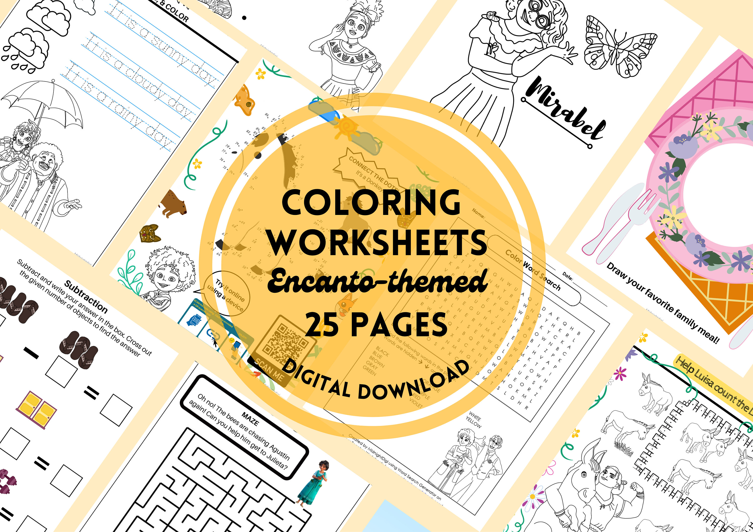 Printable Coloring Worksheets Encanto-themed NEW Designs 25 Pages ...