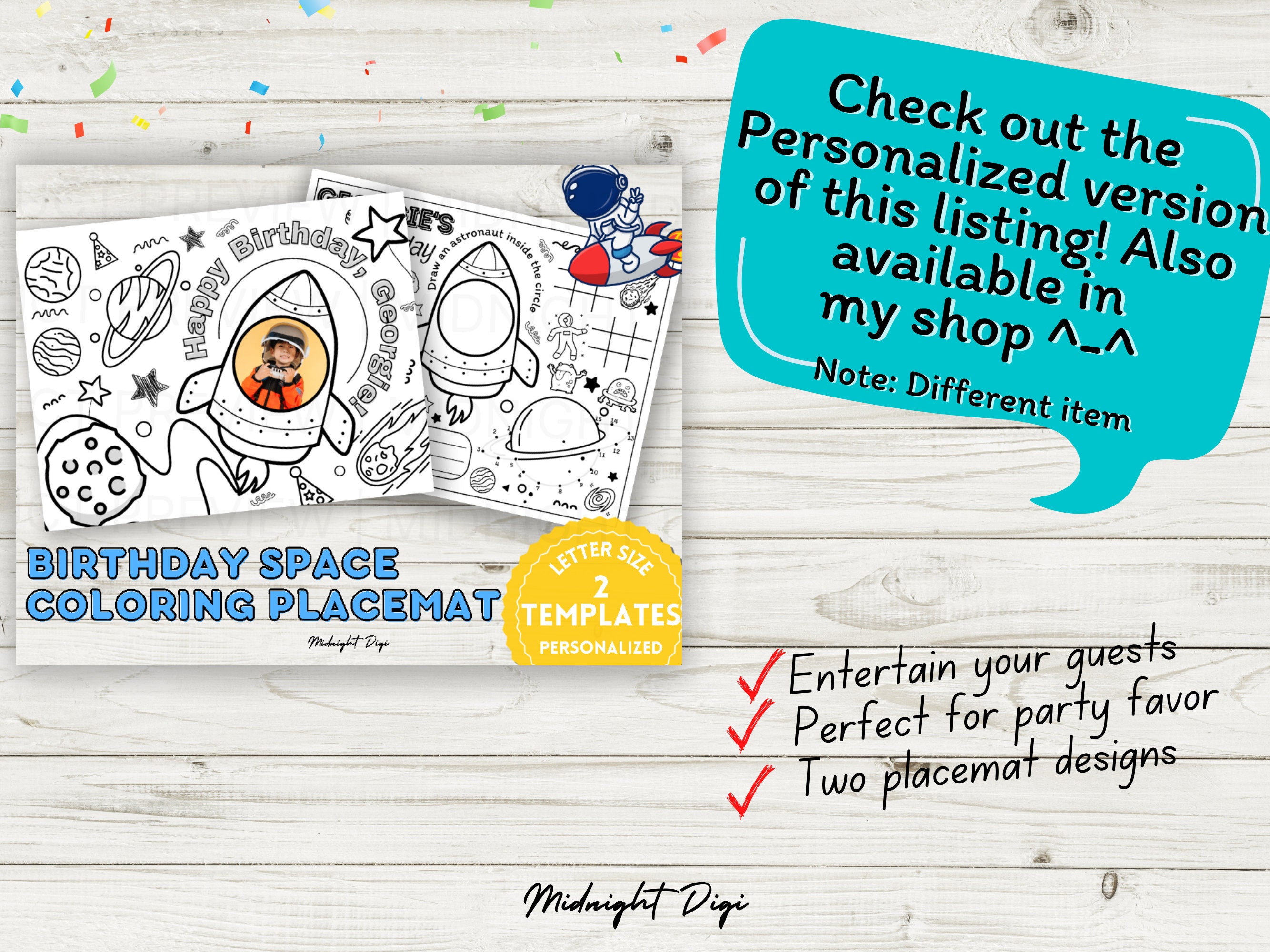 Space Birthday Coloring Placemat Space Coloring Coloring for Kids ...