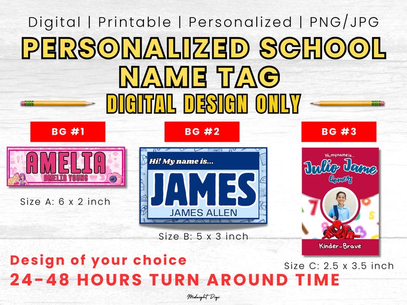 NAMETAG Printable Design | Personalized Design Only | Back-to-school ...