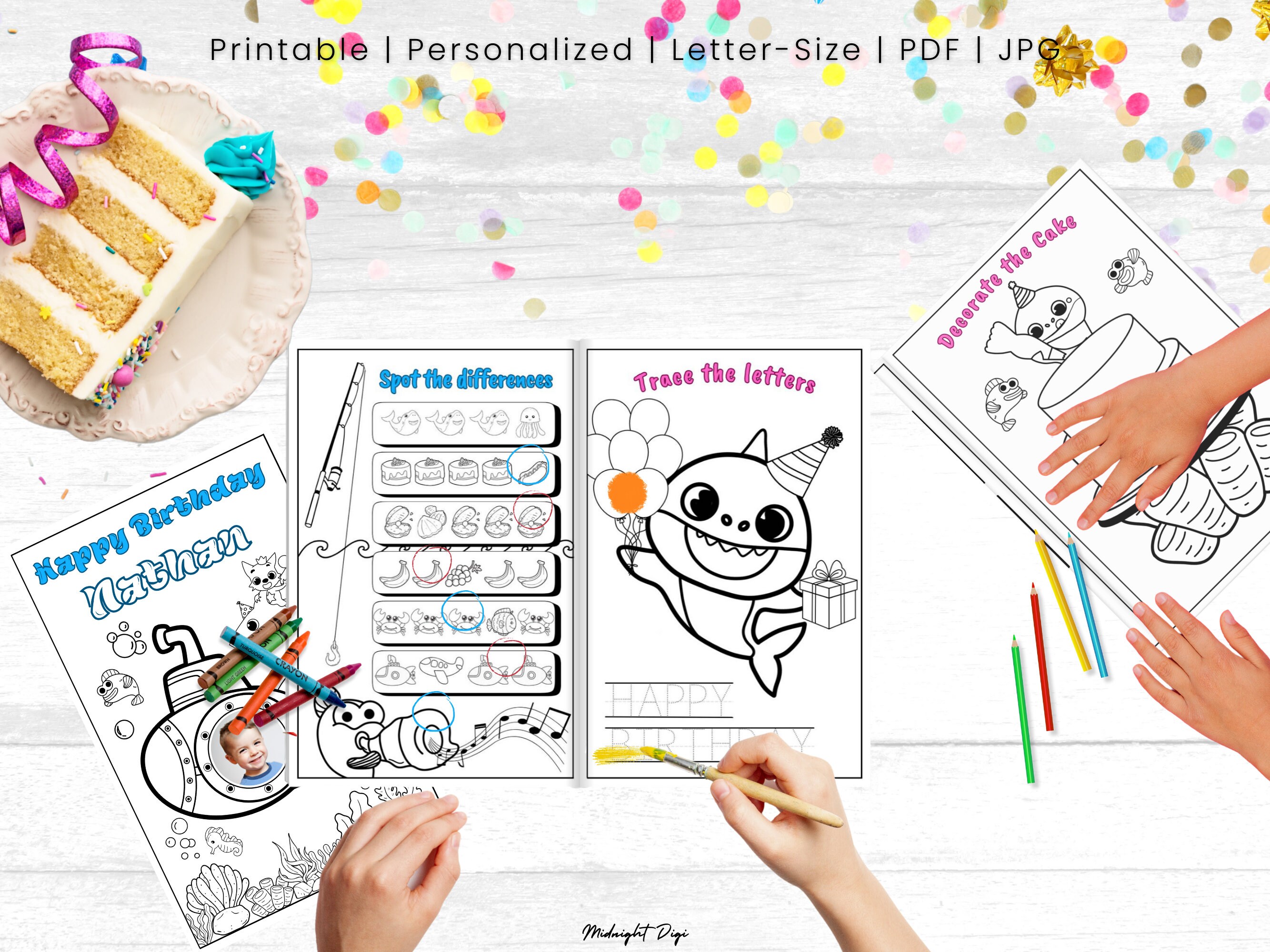 Baby Shark Birthday Coloring | Booklet | Personalized | Letter-size ...