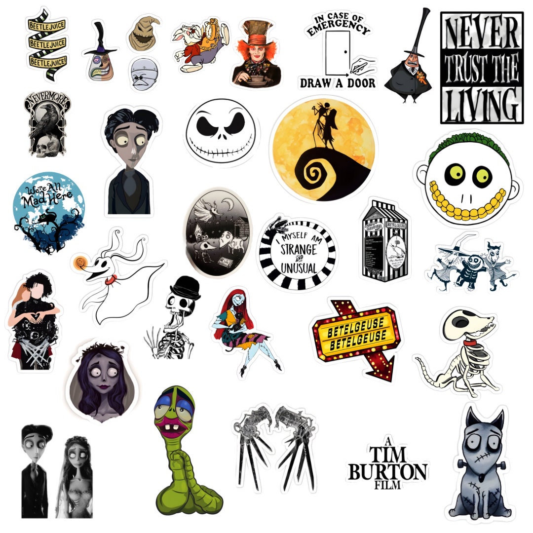 Tim Burton Stickers 30pk - Etsy Australia