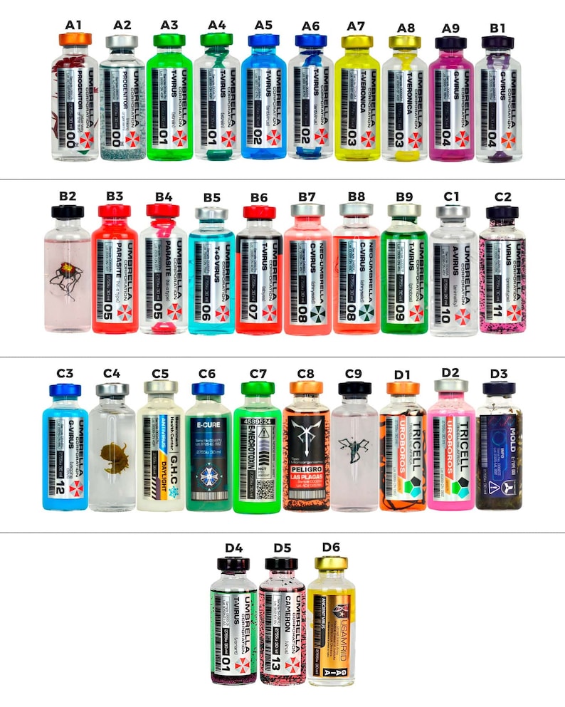 Resident Evil Virus Black Rack With 5 Vials Included KIT Collection - Etsy