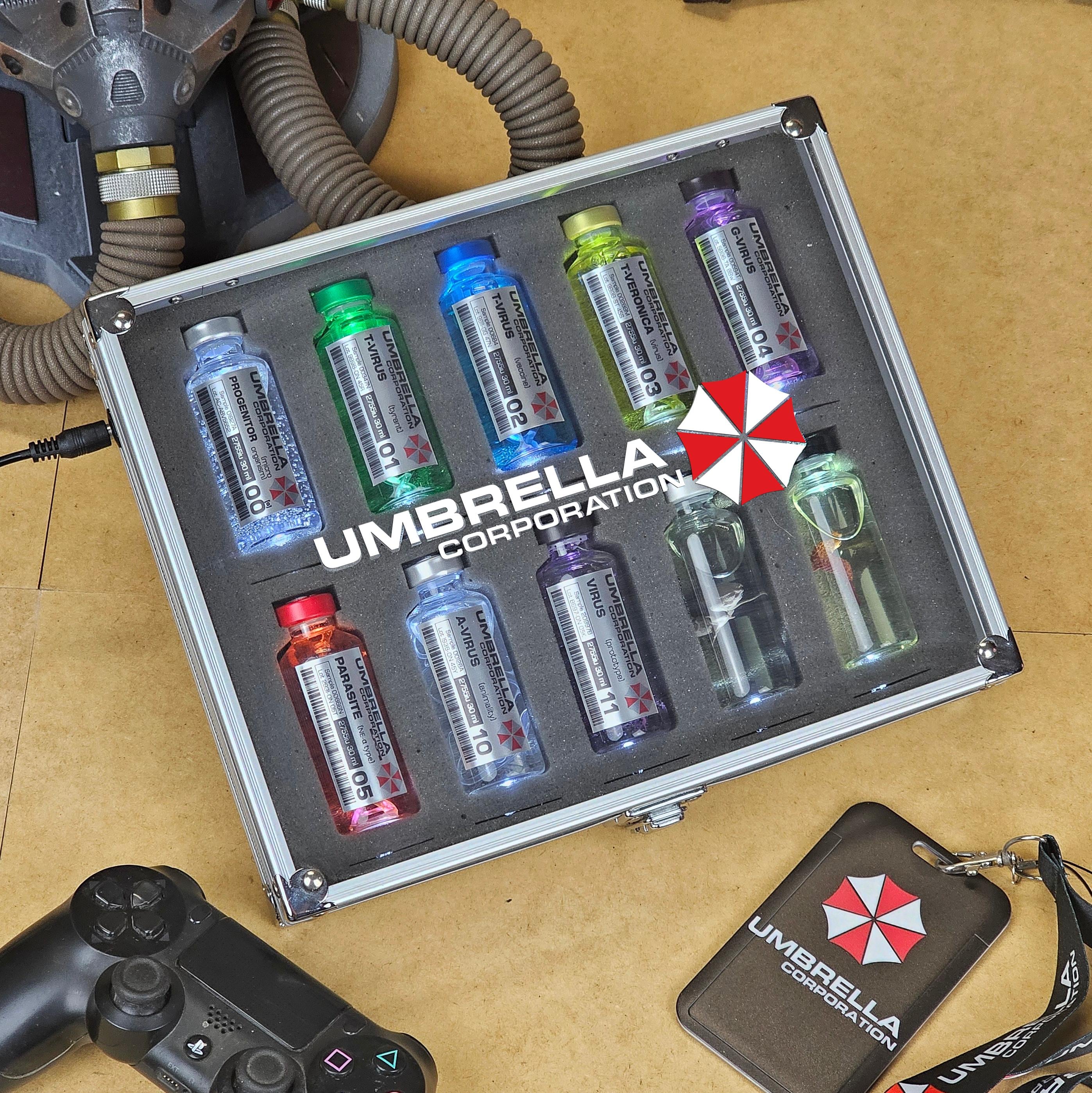 Resident Evil Virus Display Case With LED Lights and 10 Vials Included ...