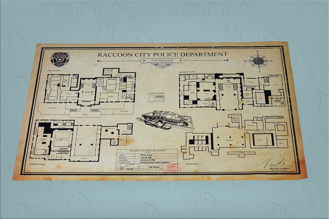 Resident Evil R.P.D. Station Map clean Roll of - Etsy