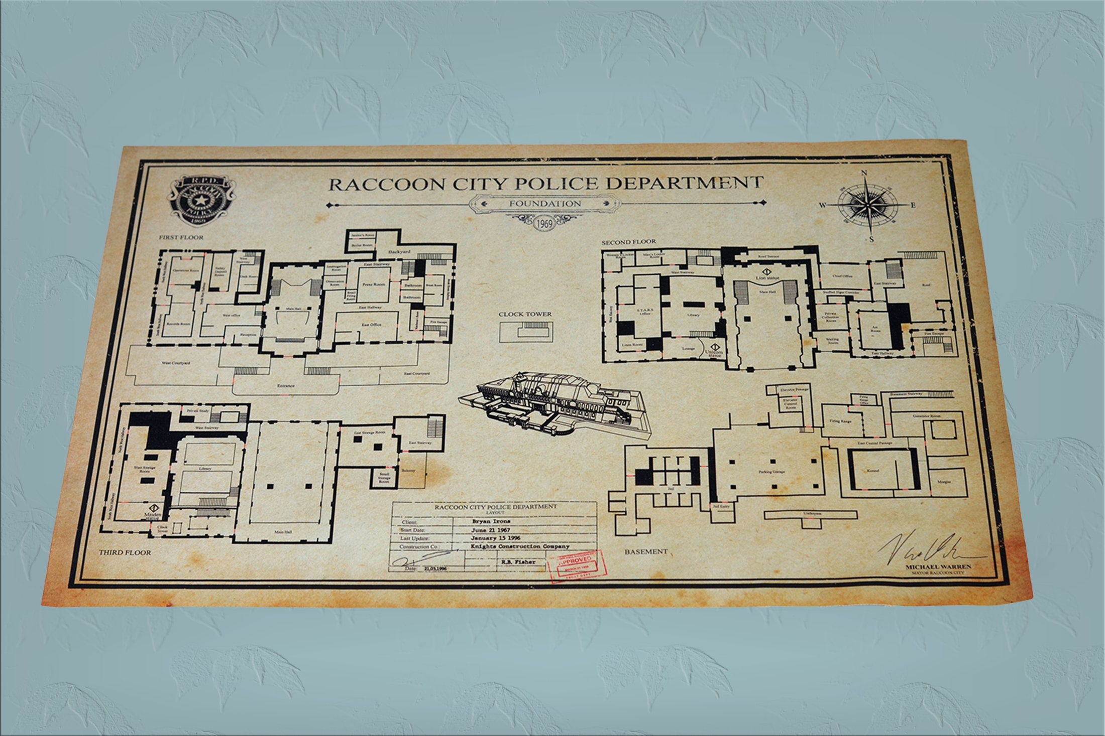 Resident Evil R.P.D. Station Map clean Roll of - Etsy