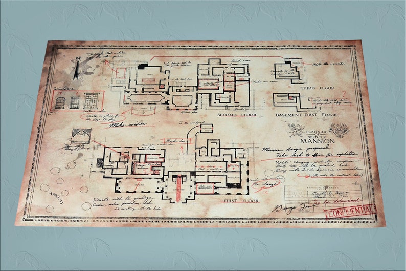 Resident Evil Spencer Mansion Map Roll of Canvas Collection - Etsy