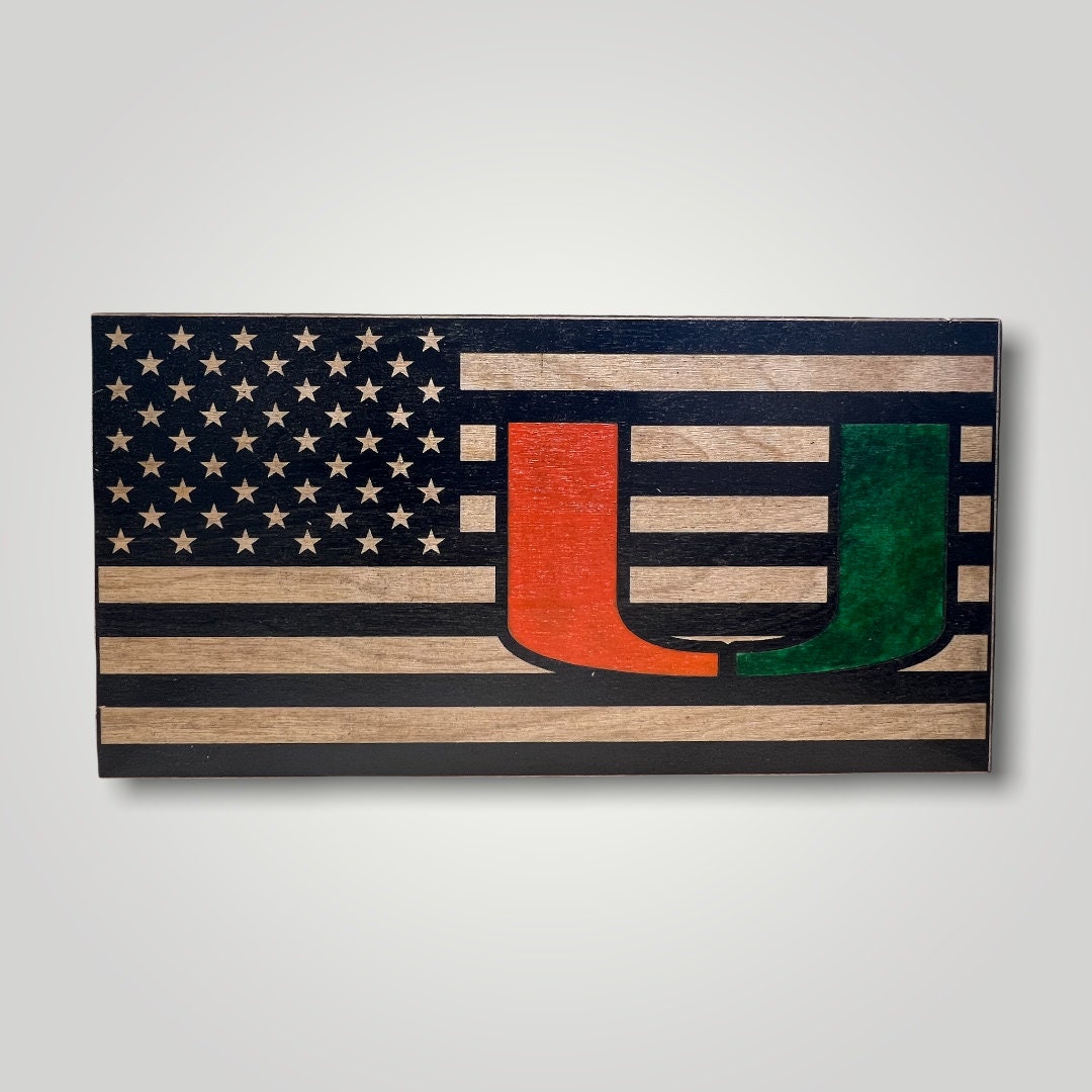 Miami Hurricanes Wooden Desktop Flag - Etsy