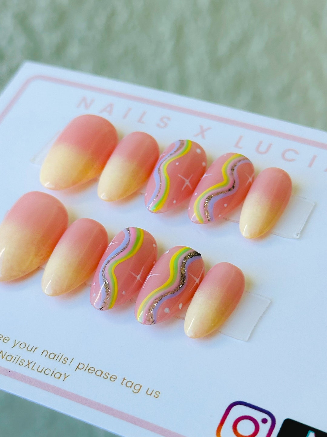 Spring Colors || Luxury Press on Nails || Hand Painted || Apres Gel X ...