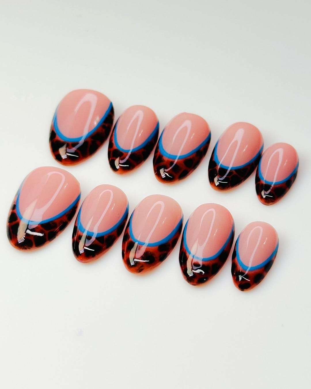 Tortoise French Nails || Hand Painted Luxury Press on Nails , Custom ...