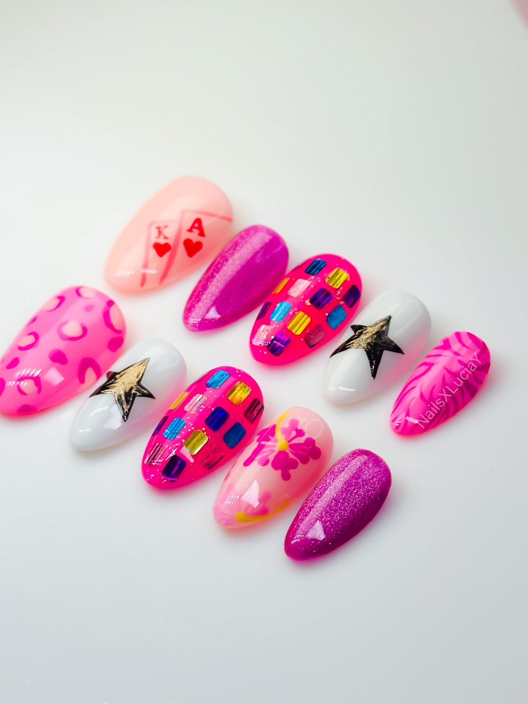 Disco Luxury Press on Nails , Hand Painted Press on Nails , Custom ...