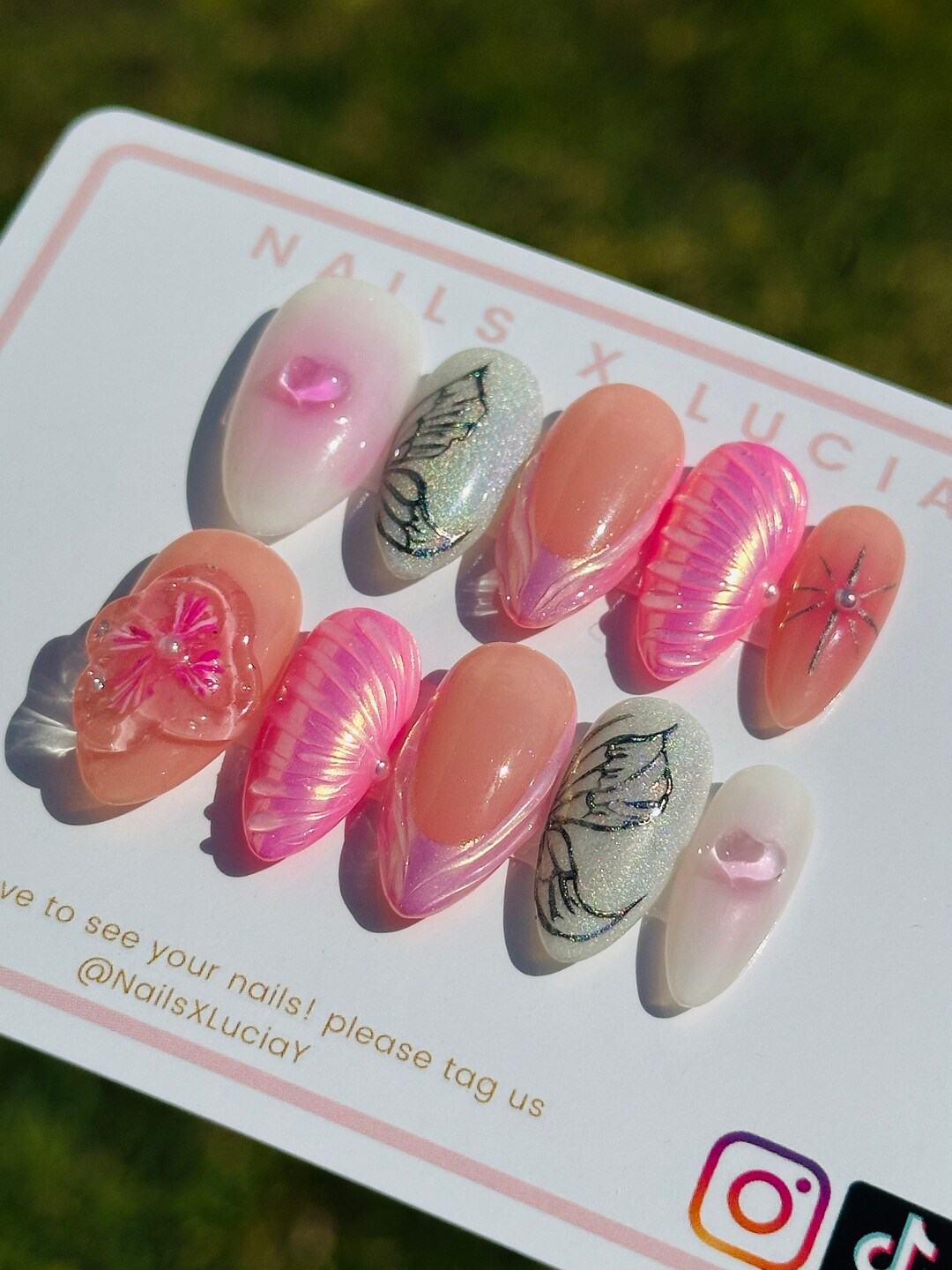 Fairy Core Nails || Luxury Press on Nails , Apres Gel X , 3D Floral ...