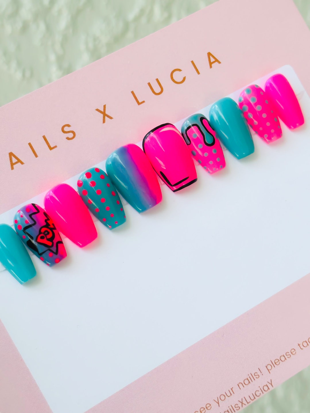 POW Pop Art 2D Luxury Press on Nails Apres Gel X Apres Gel X , Stick in ...