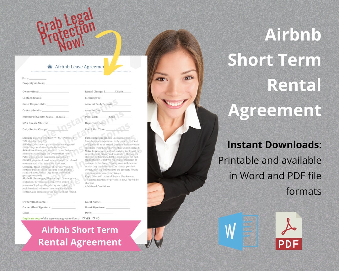 Airbnb Short-term Rental Agreement, Airbnb Rental Agreement Pdf, Airbnb ...