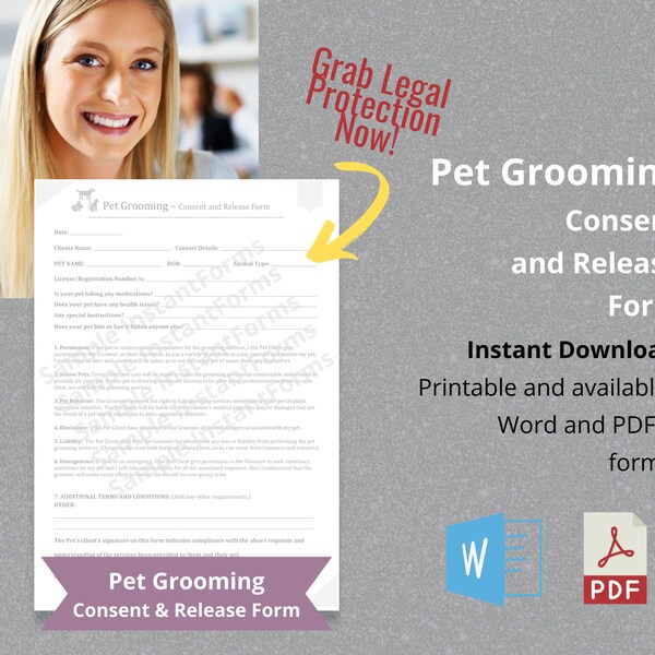 Pet Grooming Release Form - Etsy
