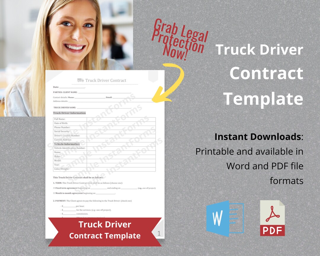 Truck Driver Contract Template, Truck Driver Contract Agreement ...