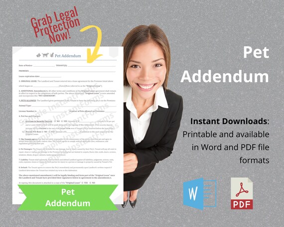 Pet Addendum Pet Agreement Addendum Pet Addendum Form - Etsy