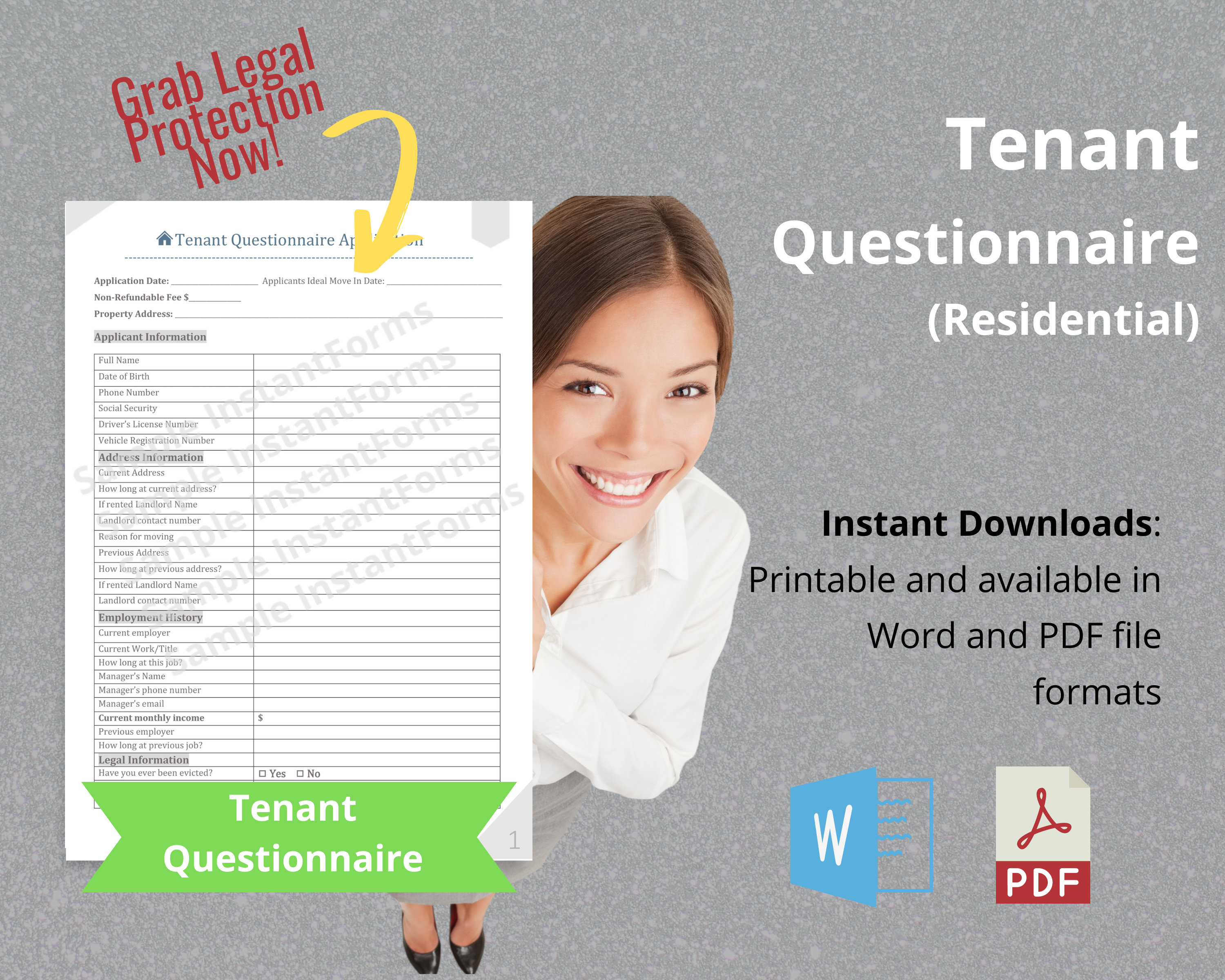 Tenant Questionnaire, Tenant Application, Rental Application, Tenant ...