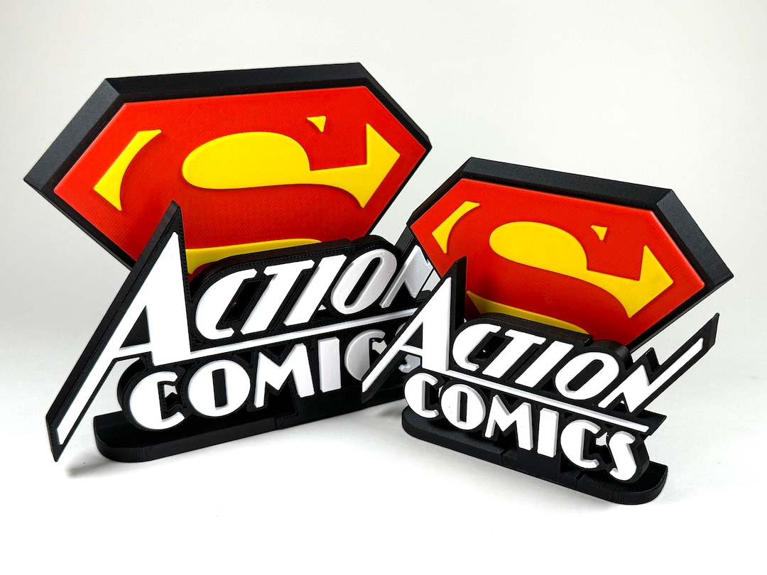 Action Comics 3D Printed Freestanding Logo - Etsy