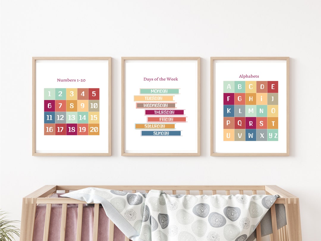Numbers Poster, Set of 3 Educational, Classroom Prints, Toddler Room ...