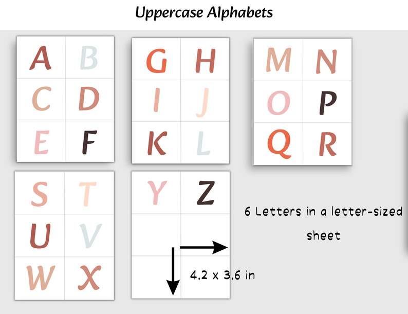 Neutral Alphabet Flashcards Printable, Preschool and Toddler Learning ...