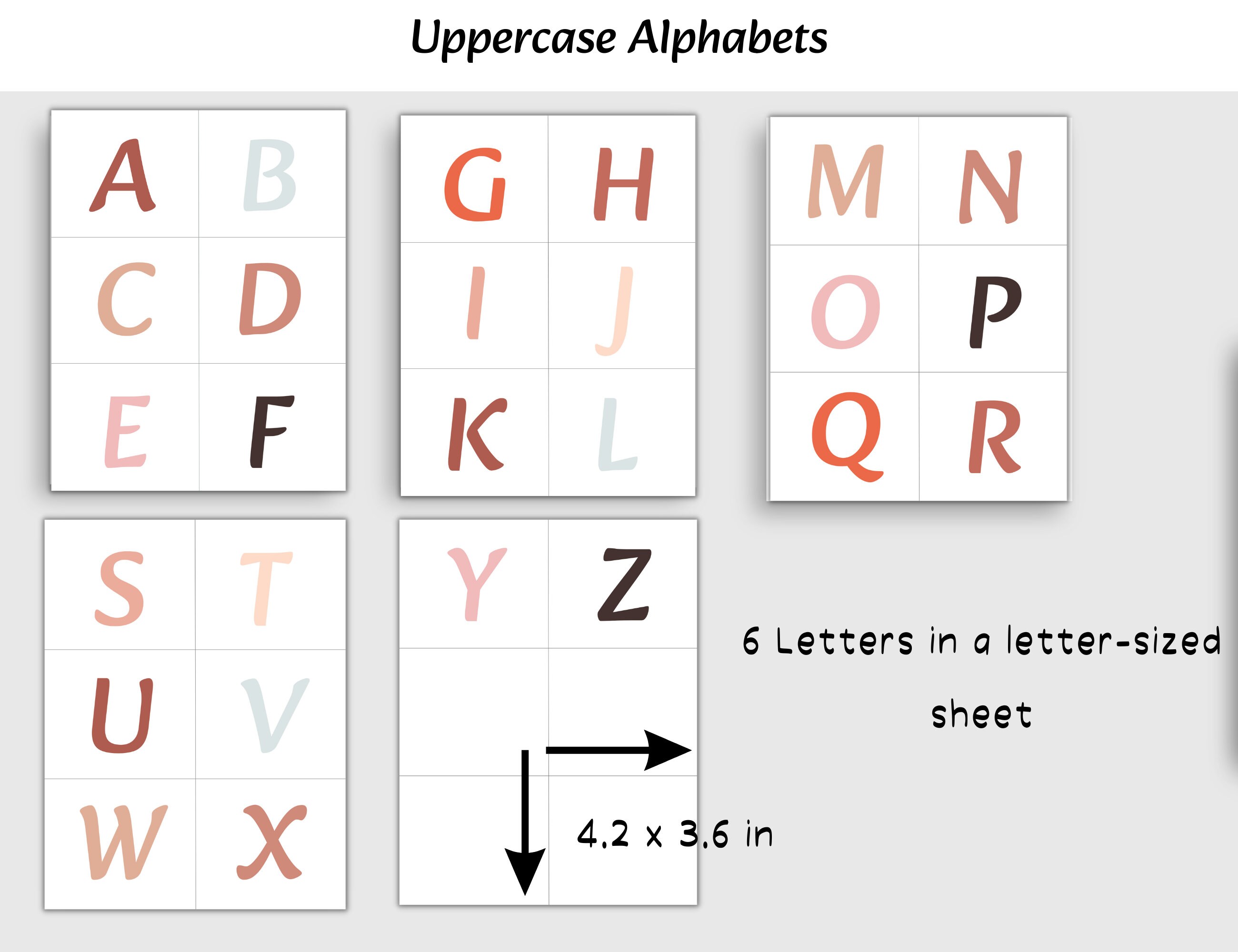Neutral Alphabet Flashcards Printable, Preschool and Toddler Learning ...
