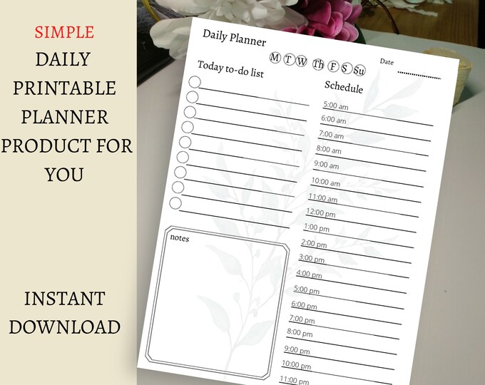 Printable Daily Planner, Fillable Undated Personal Minimal Blank Daily ...