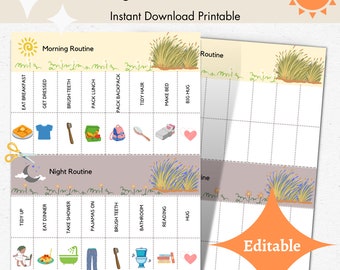 Kids Printable Morning and Bedtime Routine for Little Black Girls ...