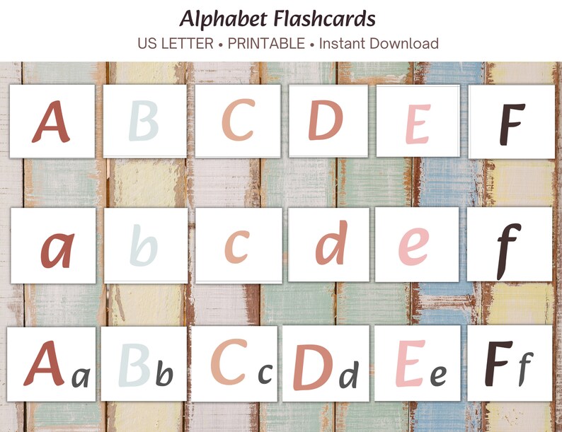 Neutral Alphabet Flashcards Printable, Preschool and Toddler Learning ...