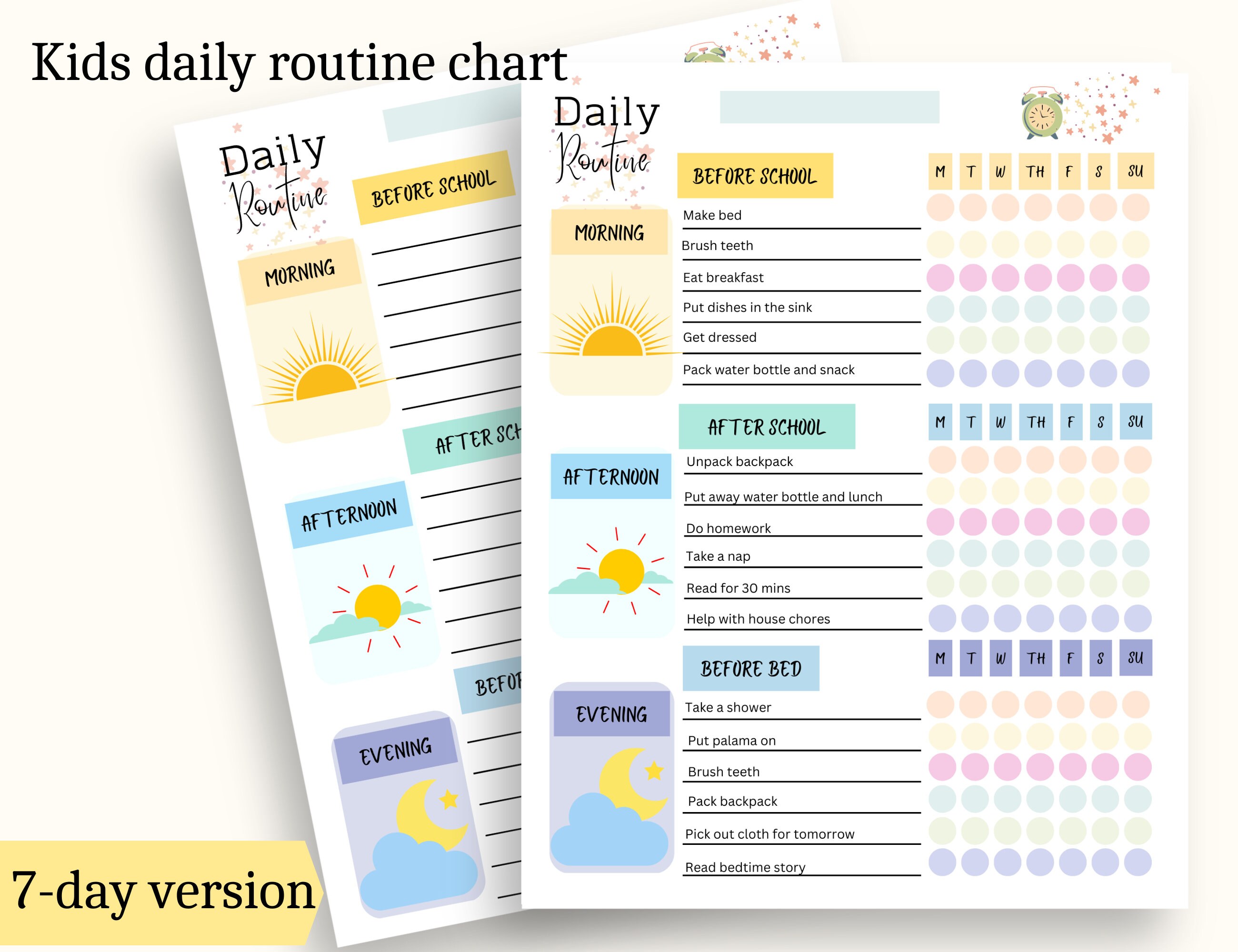 Daily Routine Chart Printable, Fillable Chore Chart, Homeschool ...