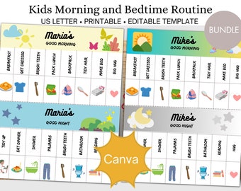 Kids Printable Morning and Bedtime Routine for Little Black Girls ...