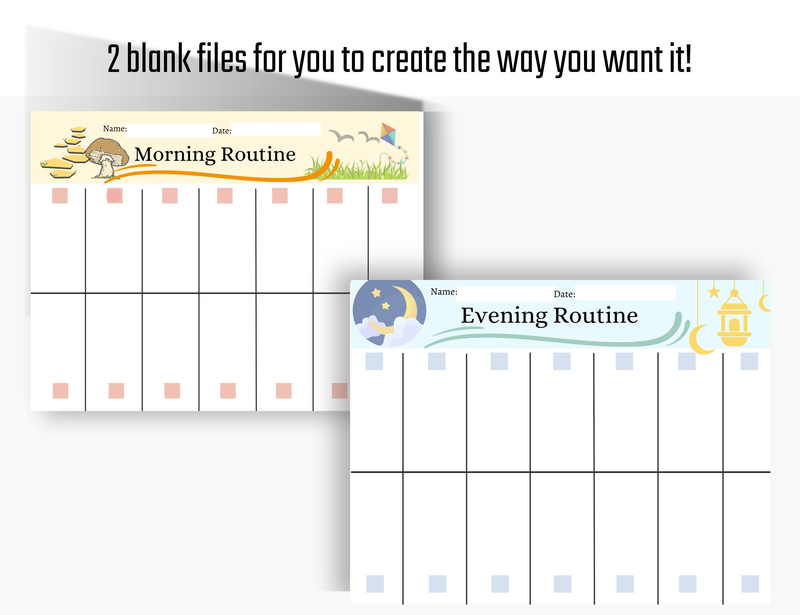 Morning and Evening Routine Chart for Kids, Toddler Editable Checklist ...