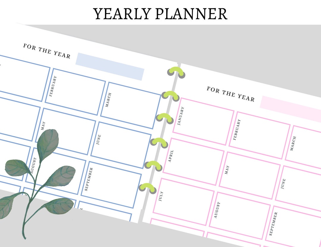 Yearly Planner Printable, Yearly Overview, Instant Download, Fillable ...