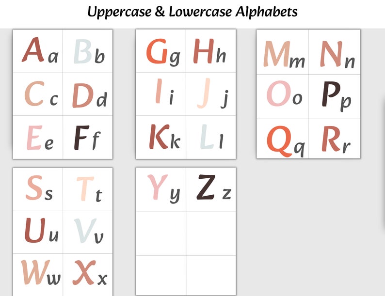 Neutral Alphabet Flashcards Printable, Preschool and Toddler Learning ...