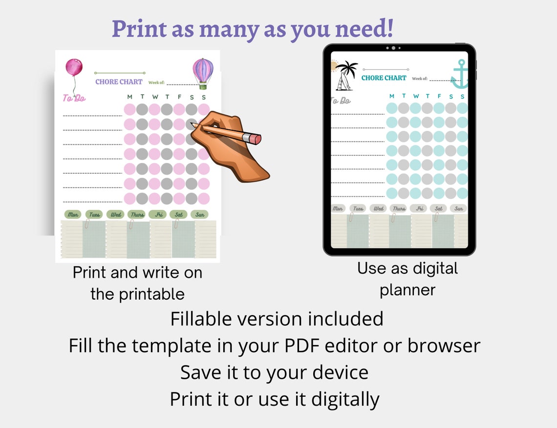 3 Daily Routine Charts for Kids, Fillable Schedule, Task Chart, Weekly ...