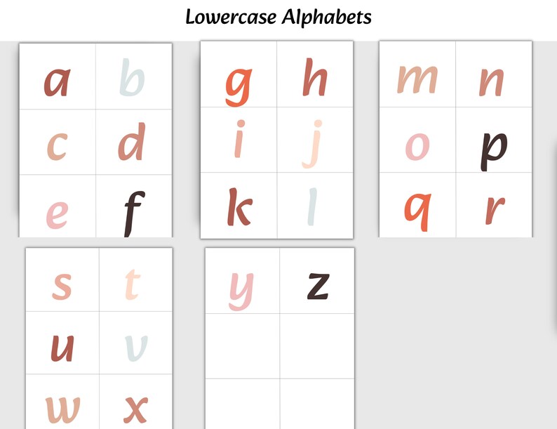 Neutral Alphabet Flashcards Printable, Preschool and Toddler Learning ...