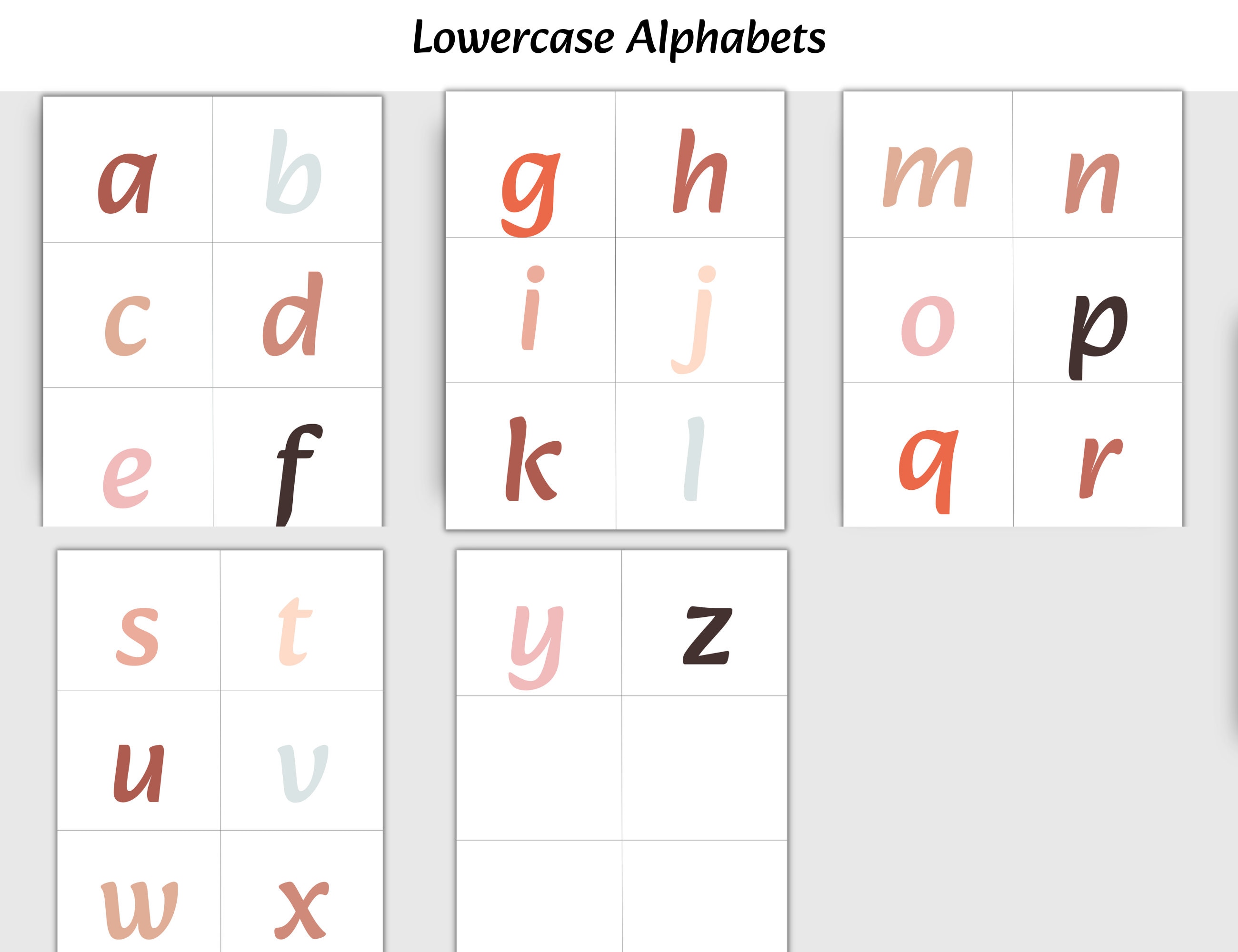Neutral Alphabet Flashcards Printable, Preschool and Toddler Learning ...
