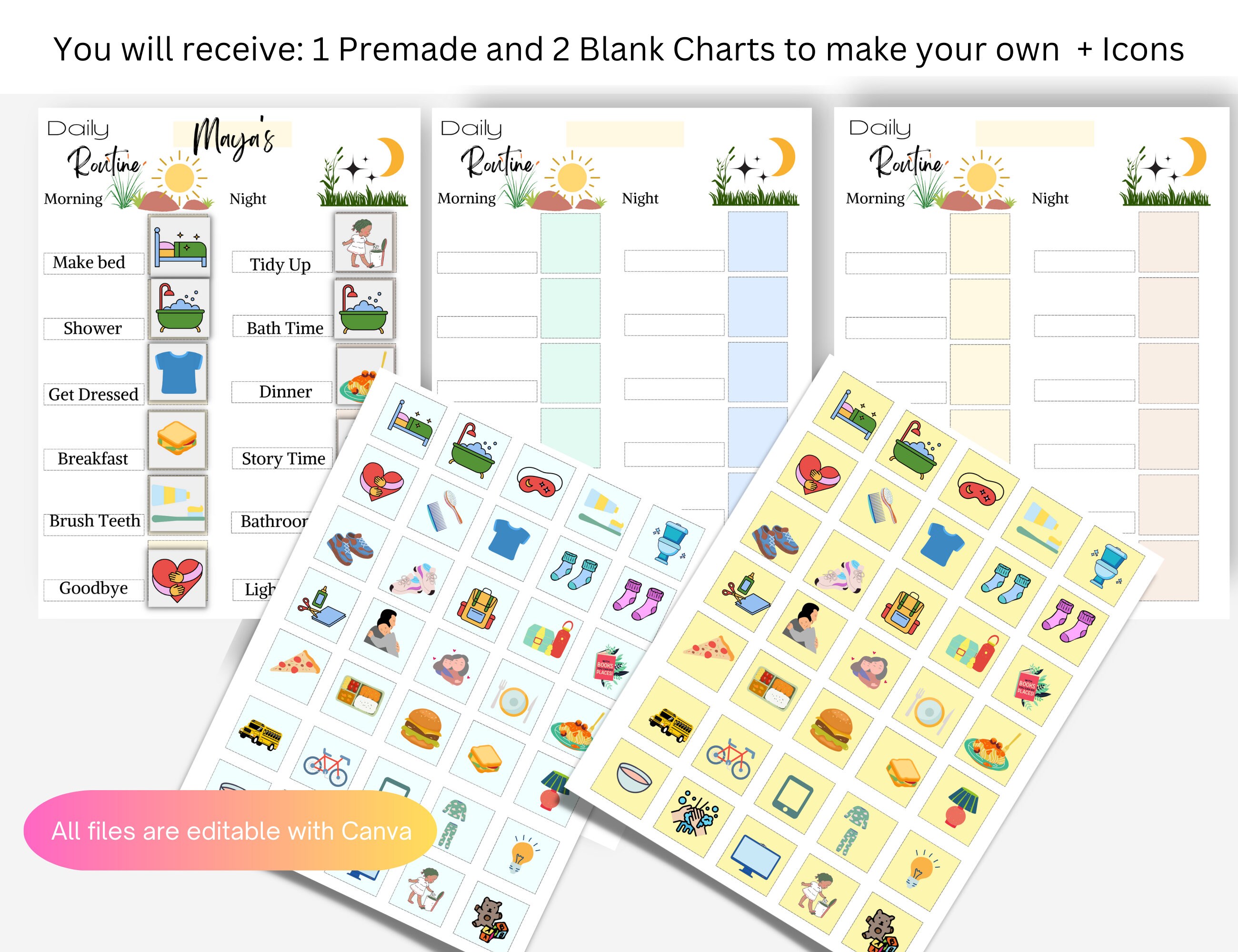 Tableaux et cartes de routine quotidienne pour enfants imprimables ...