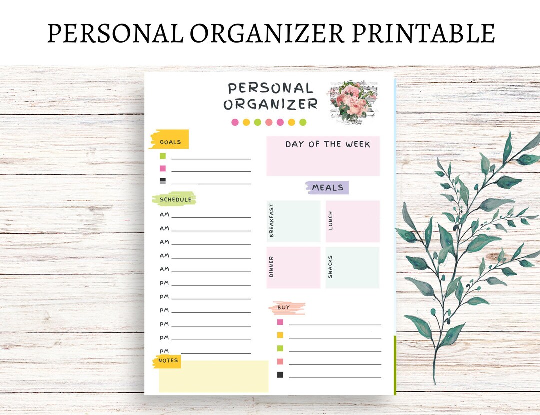 Personal Organizer Printable, Personal Planner Insert, Personal Journal ...