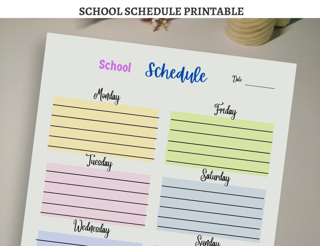 School Schedule Printable, Schedule Insert, Instant Download, Us-letter ...