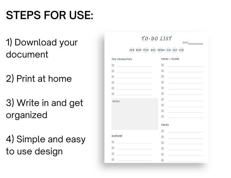 To Do Liste Printable, To Do Planner, Sofort Download, Minimalist ...