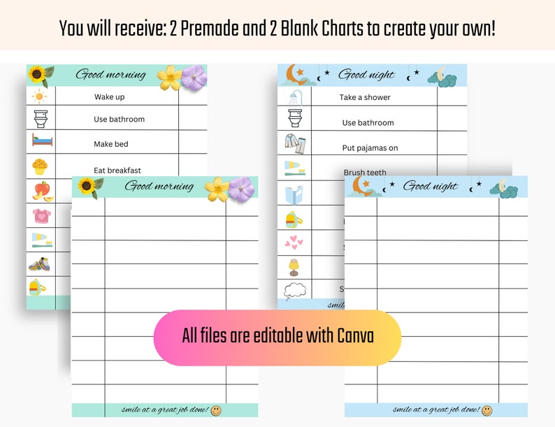 Kids Morning and Evening Routine Chart, Toddler Flip Routine Letter ...